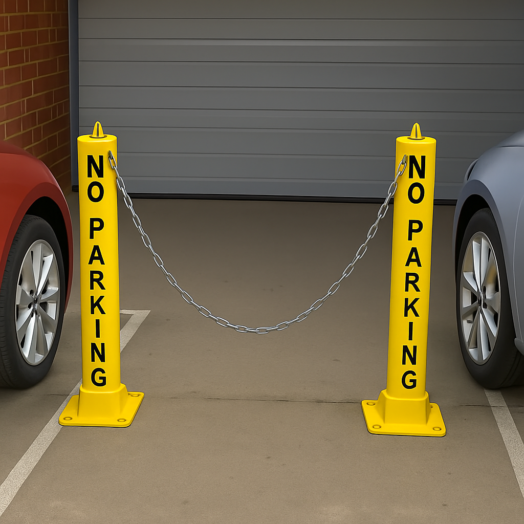 Heavy Duty Lockable Fold Down Post with Chain – Ideal for Driveways